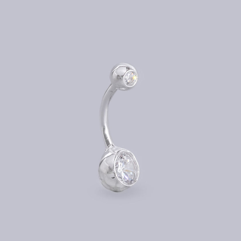 #AR204 - Arete/Piercing De Plata Para Ombligo Forma De Bolita Con Pied ...